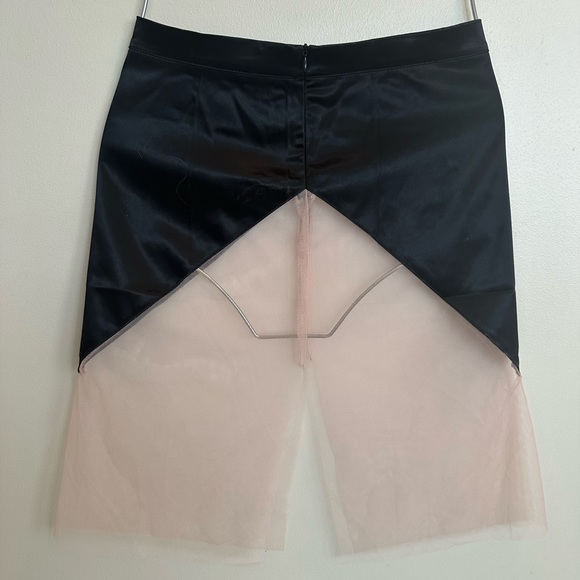 Skirts | Sexy Sheer Side Panels And Black Satin Skirt | Poshmark